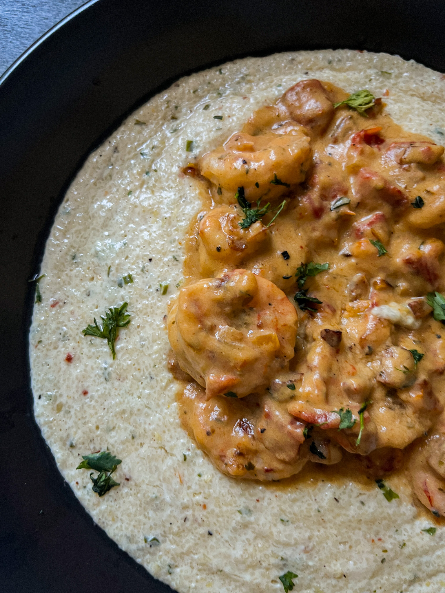 Easy High Protein Shrimp & Grits- By Nik Manning